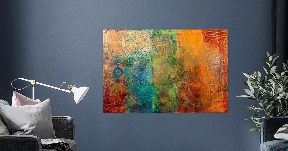 Aardetinten Abstract - Herfst Rustig Schilderij van Joriali Abstract op canvas, behang en meer